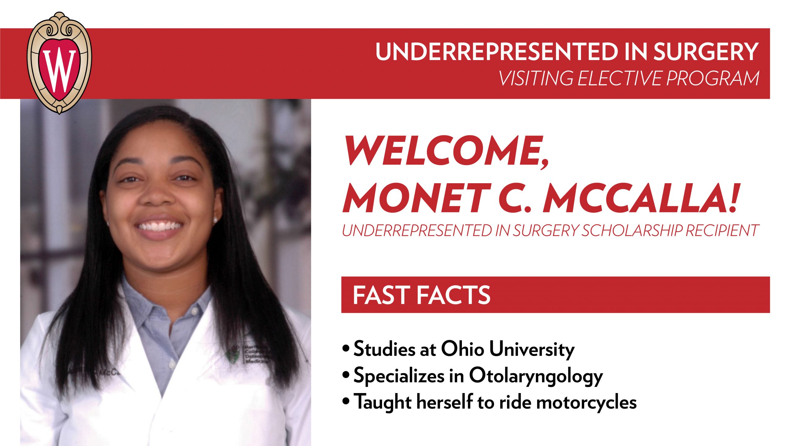 Welcome Monet C. McCalla, URiM Participant! - Department of Surgery